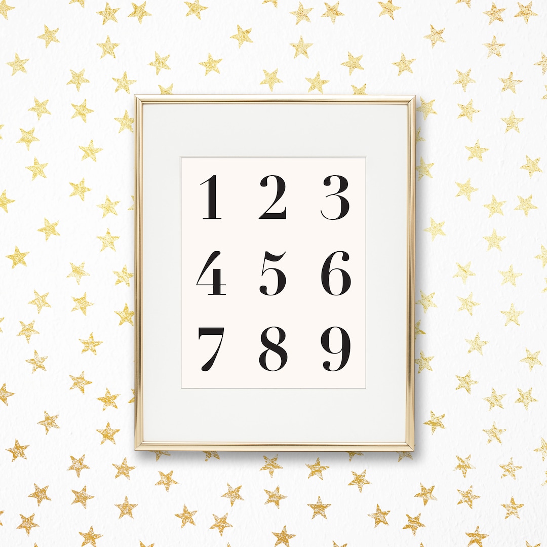 123 Numbers List Classic Black & White Playroom Art Print - Printable ...