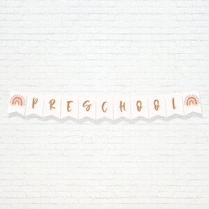 Rainbow Preschool Banner - Printable Boho Rainbow Classroom Bunting ...