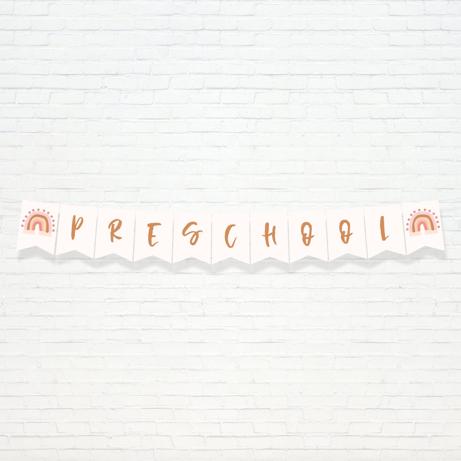 Rainbow Preschool Banner - Printable Boho Rainbow Classroom Bunting ...
