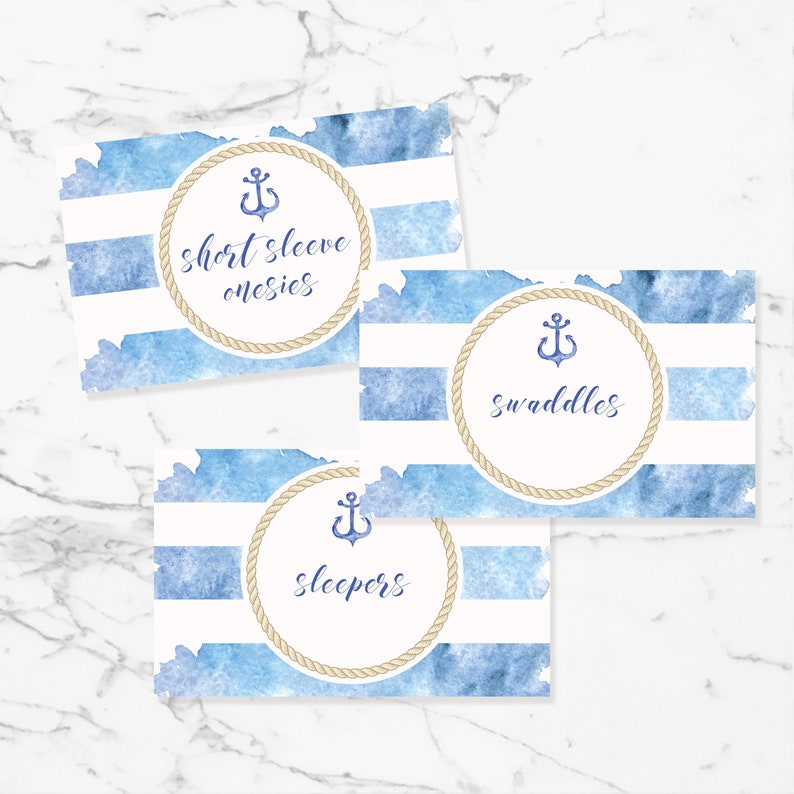 Nursery Drawer Labels Printable Classic Coastal Nautical - Etsy