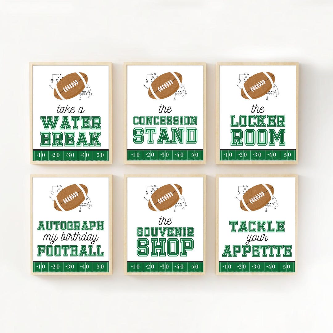 Football Party Sign Bundle - Printable First Year Down Boy Birthday ...