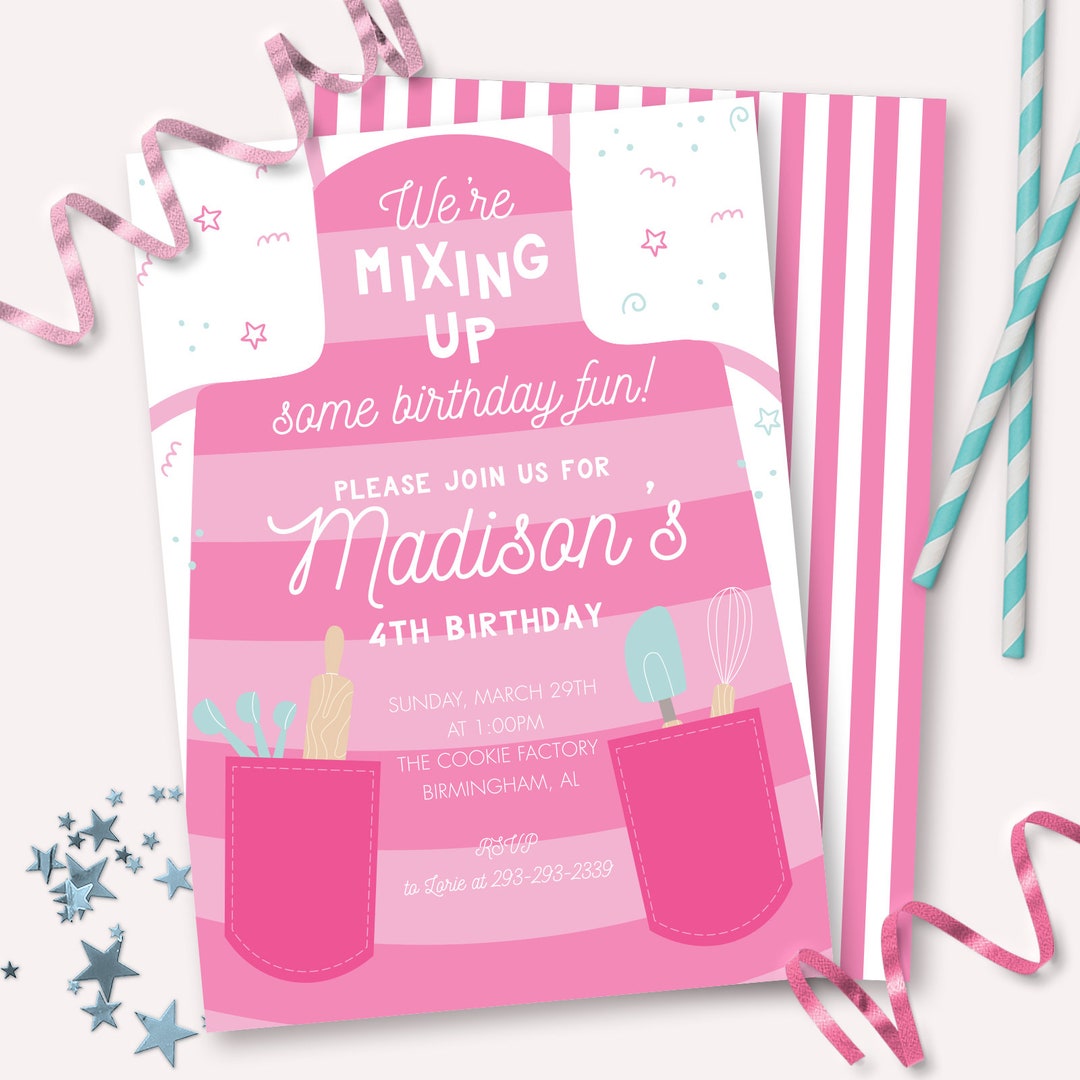 Baking Birthday Invitation - Printable Cupcake Decorating Bakery Party ...