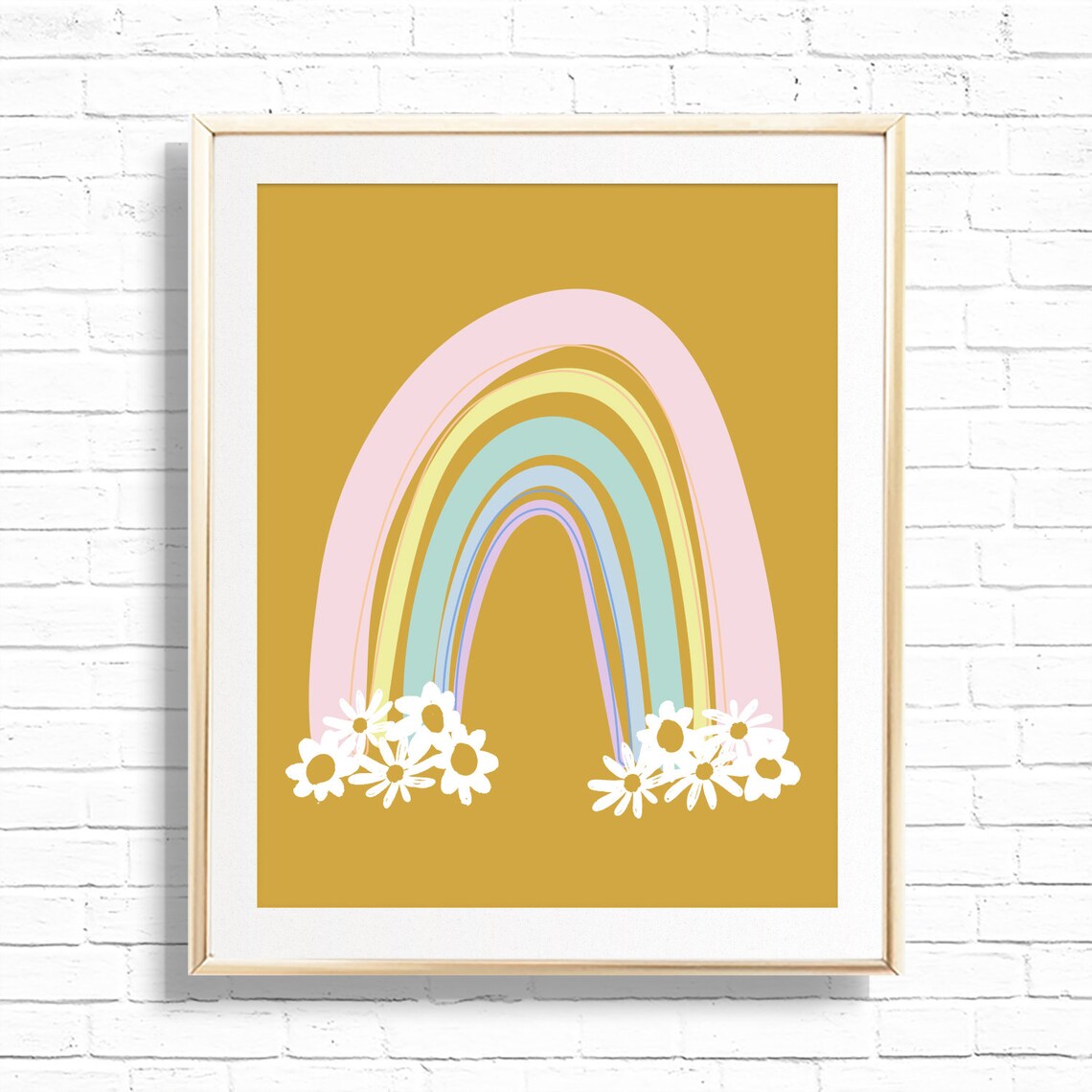 Boho Daisy Print - Printable Floral Daisies Rainbow 8x10 Home Decor ...
