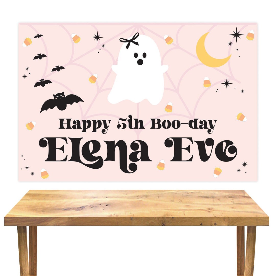 Halloween Birthday Backdrop - Printable Boo-day Spooktacular Pink ...
