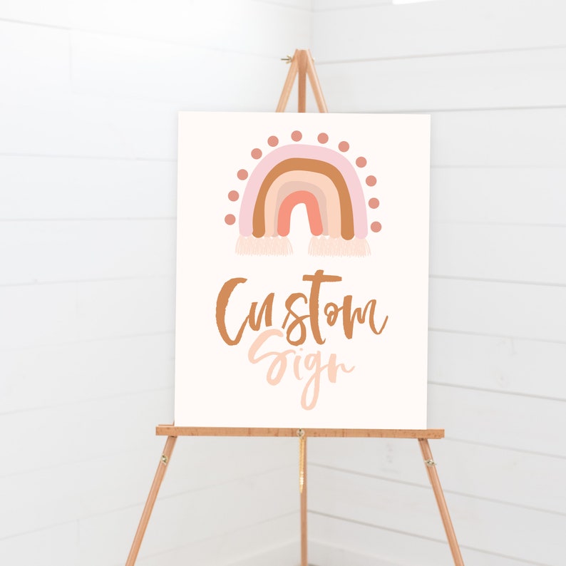 Boho Rainbow Customized Party Sign Printable Earthy Neutral | Etsy
