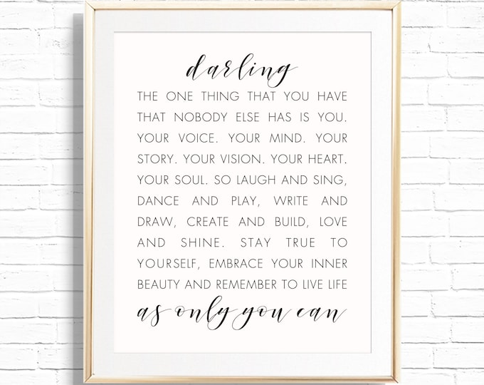 Darling the One Thing Nursery Art Print Printable 8x10 Playroom Poem ...