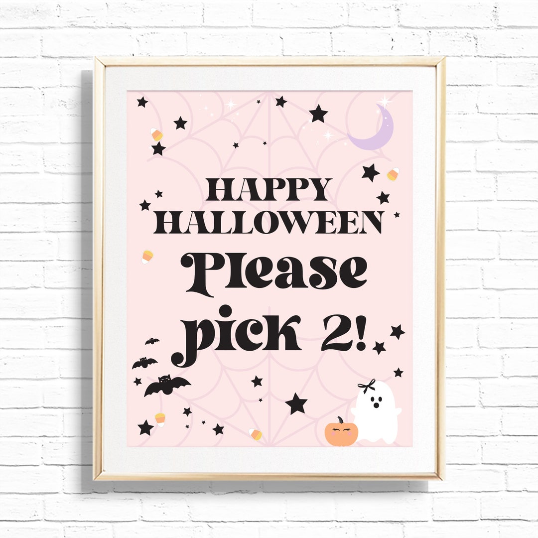 Pick Two Halloween Sign - Printable Pink Halloween Candy Party Favor ...