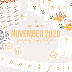 Thanksgiving Printable Bundle - November Seasonal & Holiday Art Prints ...