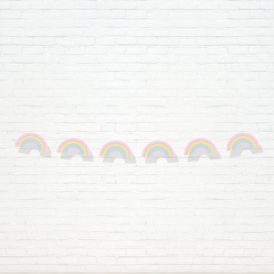 Pastel Rainbow Garland - Printable Pastel Rainbow Birthday Party Banner ...