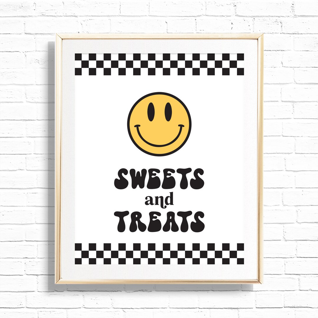 Happy Face Sweets & Treats Sign - Printable One Happy Dude Birthday ...