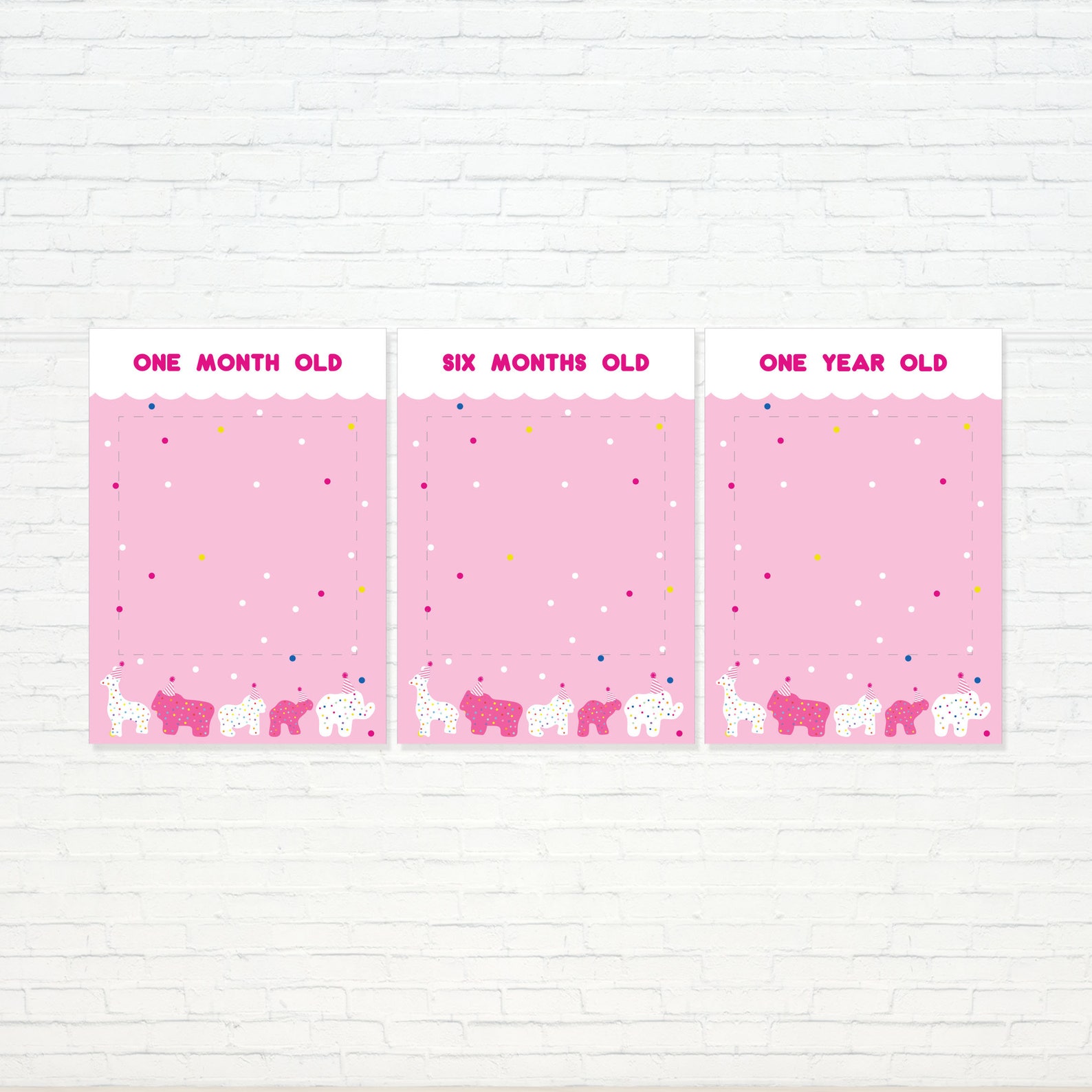 Circus Animal Cracker Monthly Photo Banner - Printable Pink Frosted ...