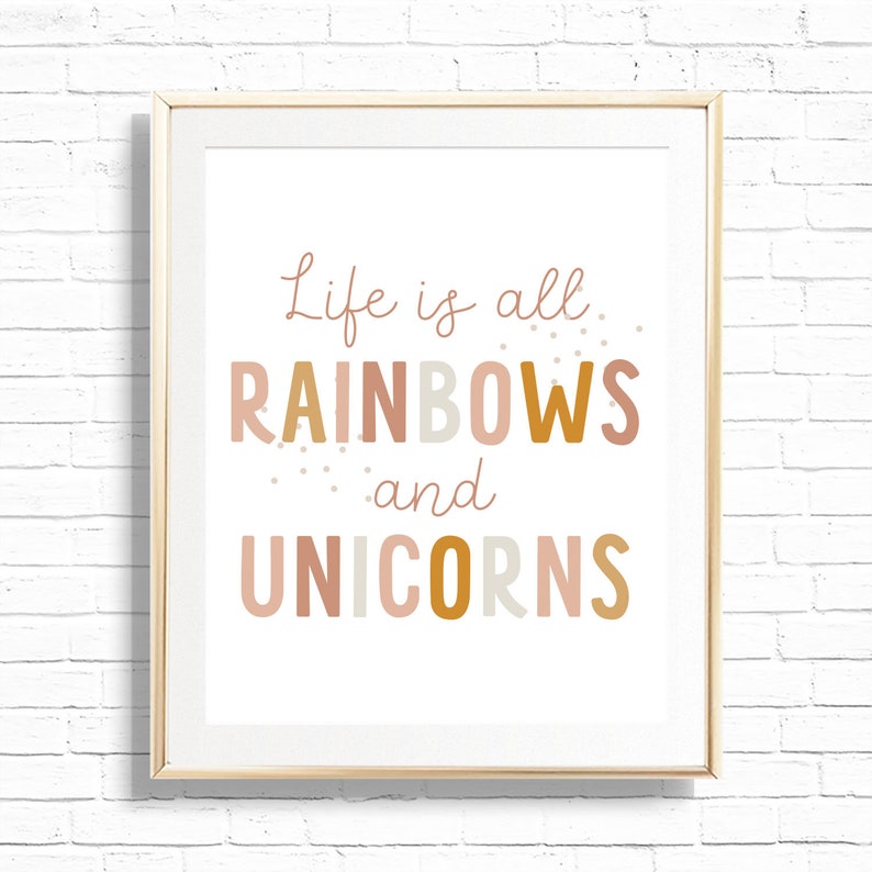 Boho Rainbow Unicorn Print - Printable Set of 3 Life is All Rainbows ...