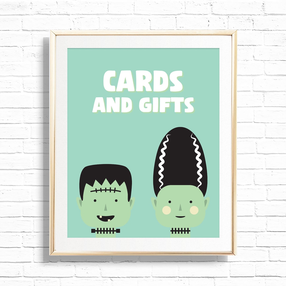 Frankenstein Cards & Gifts Sign - Printable Mint Halloween Monster Mash ...