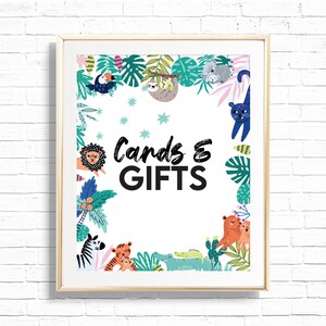 Jungle Cards & Gifts Sign - Printable Safari Party Animals Birthday ...