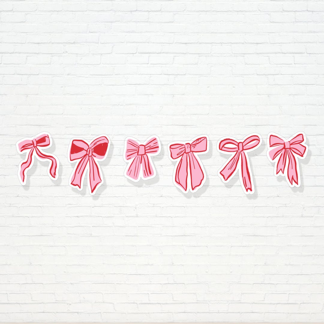 Coquette Bow Banner - Printable Pink and Red Coquette Bow Birthday ...