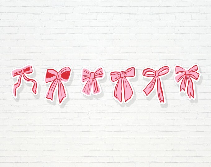 Rose Pink Bow Garland - 3m, Pink and Red Valentine's Decorations, Bow ...
