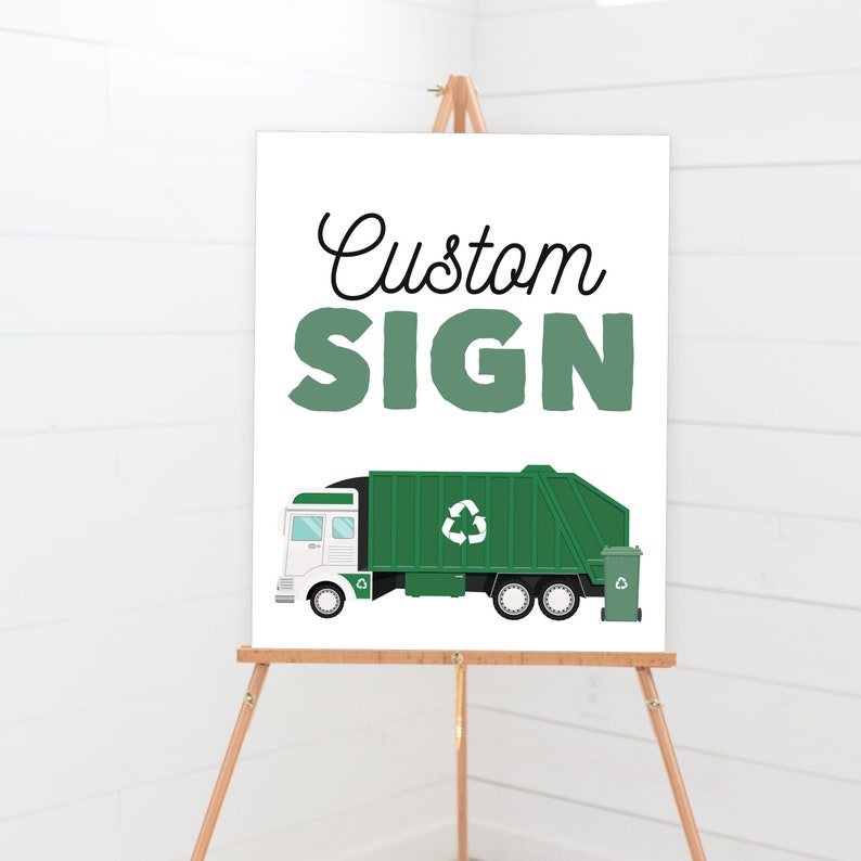 Garbage Truck Sign - Printable Trash Bash Custom Welcome Decor ...