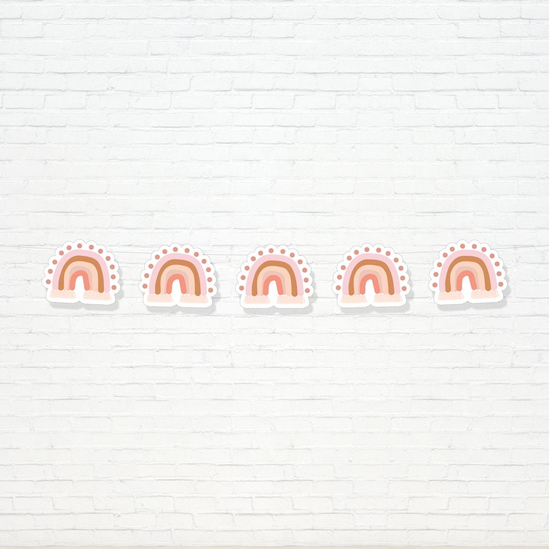 Boho Rainbow Banner - Printable Bohemian Rainbow Flag Bunting Garland ...