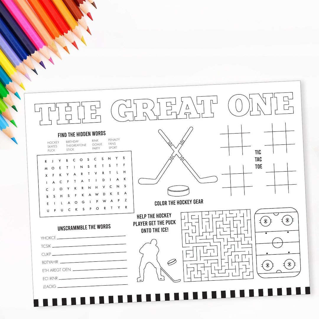 Hockey Activity Page - Printable the Great One First Birthday Party ...