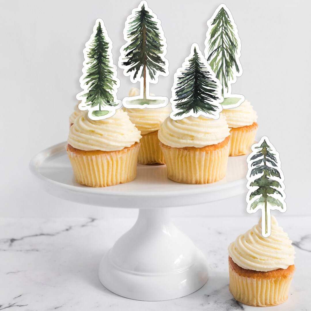 Tree Cupcake Toppers - Printable Pine Evergreen Forest 1st Birthday ...