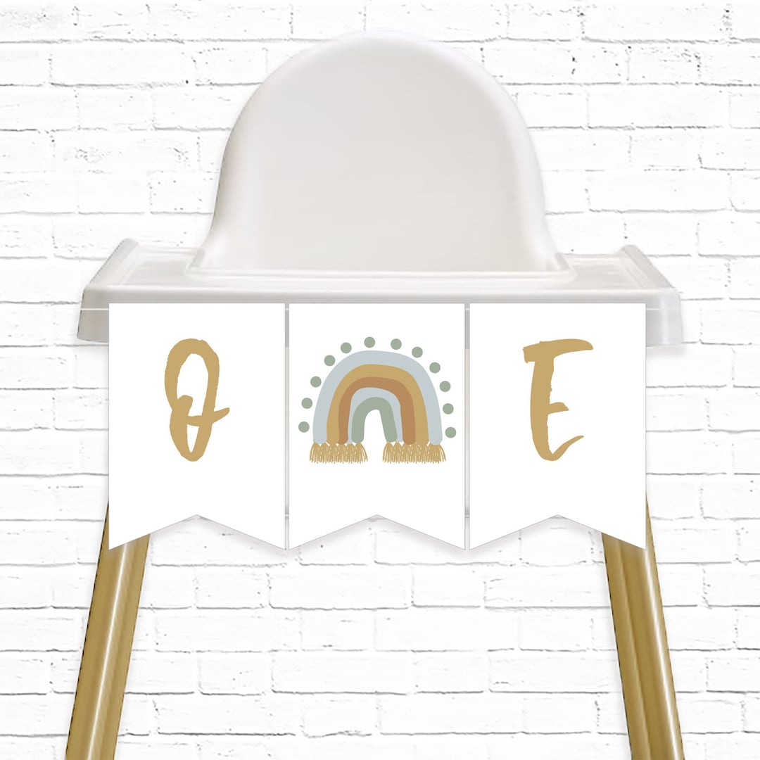 Boy Boho Rainbow Party 1st Birthday Highchair Banner - Printable Earthy ...