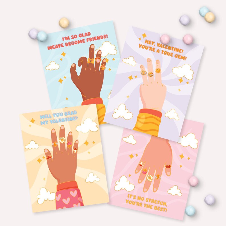 Bracelet Valentine Cards - Printable Friendship Bracelet Costume Ring ...