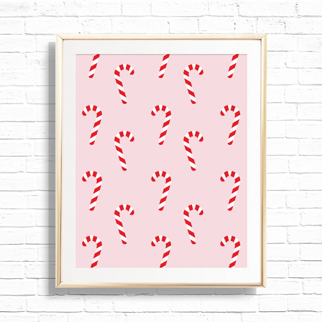 Candy Cane Print - Printable 8x10 Pink Candy Cane Christmas Wall Sign ...