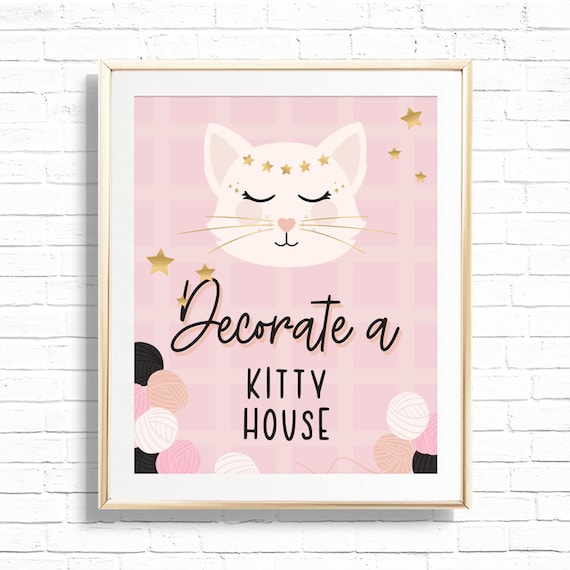 Cat Craft Sign Printable Boho Kitty Cat Decorate A Kitty | Etsy