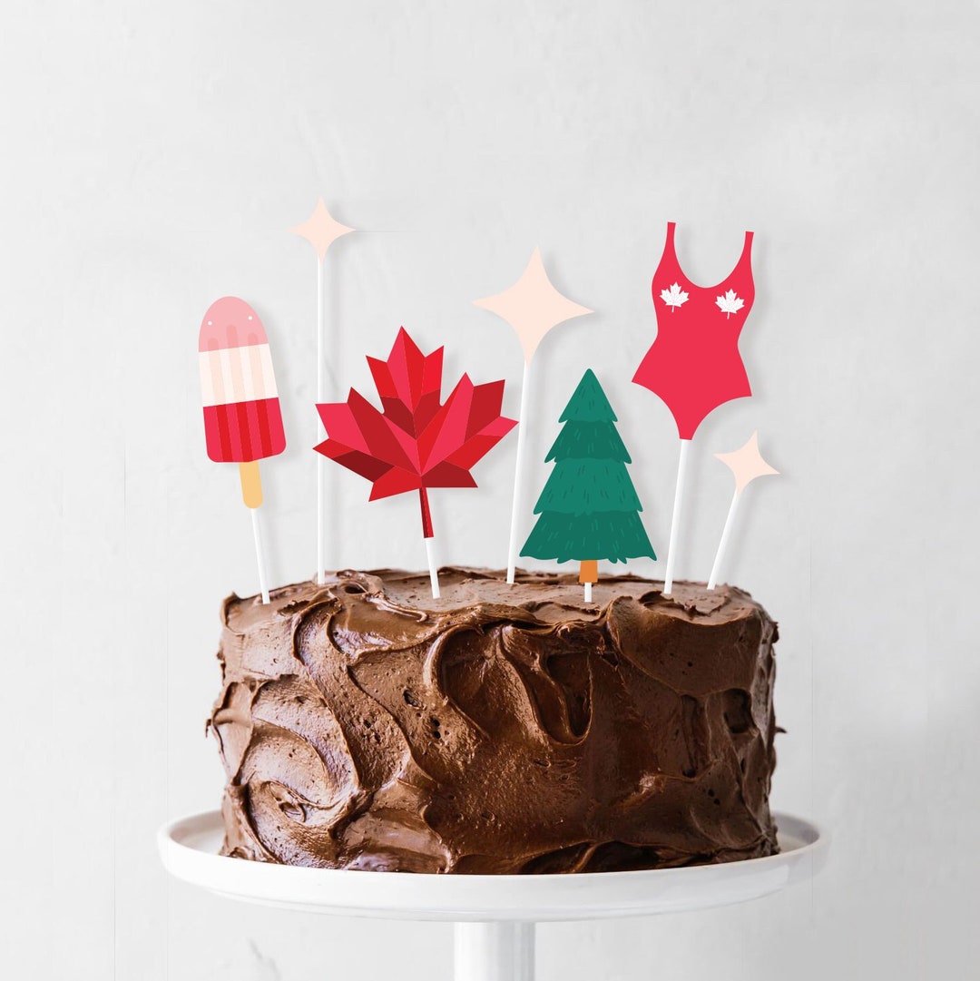 Canada Cake Topper - Printable Happy Canada Day Birthday Party Cake ...
