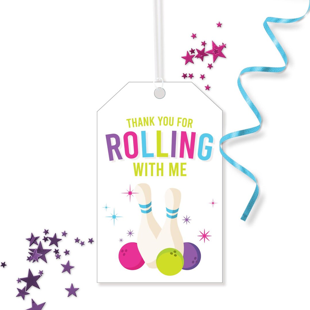 Bowling Favor Tags - Printable Thank You for Rolling Birthday Party ...