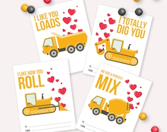 Construction Valentine Cards. Truck Kids Valentines Printable - Etsy