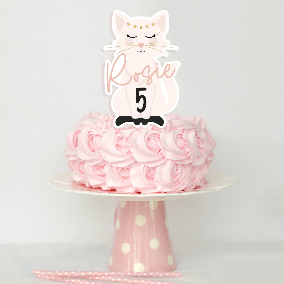 Cat Cake Topper - Printable Custom Boho Kitty Cat Cake Banner - Are You ...