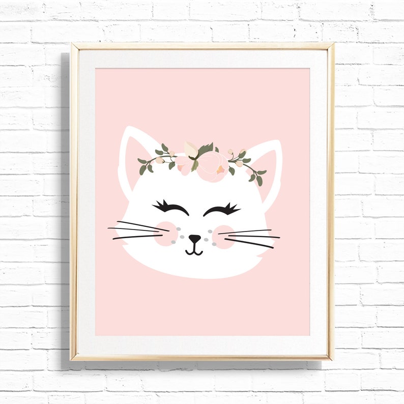 Kitty Cat Nursery Art Print Set Printable Practically - Etsy
