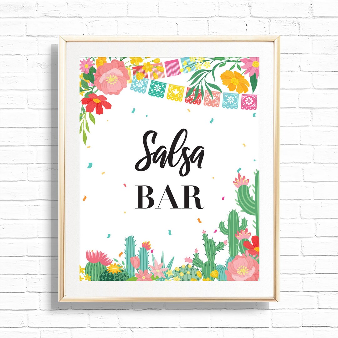 Fiesta Salsa Bar Sign - Printable First Fiesta Taco 'bout A Party 1st ...