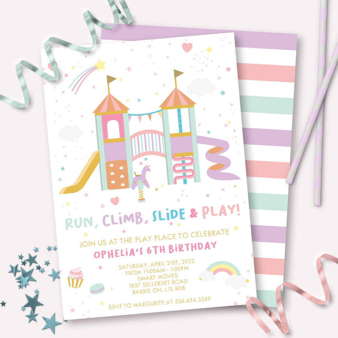 Playground Birthday Invitation - Printable Play Place 1st Birthday ...