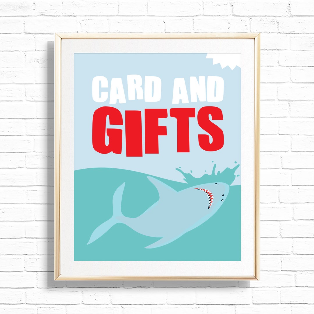 Shark Gift Sign Printable Shark Week Cards & Gifts 1st Birthday Party ...