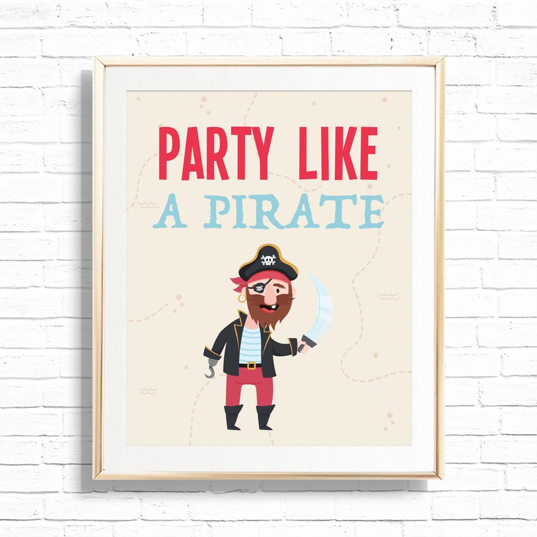 Pirate Sign - Printable Party Like A Pirate 1st Birthday Party Table ...