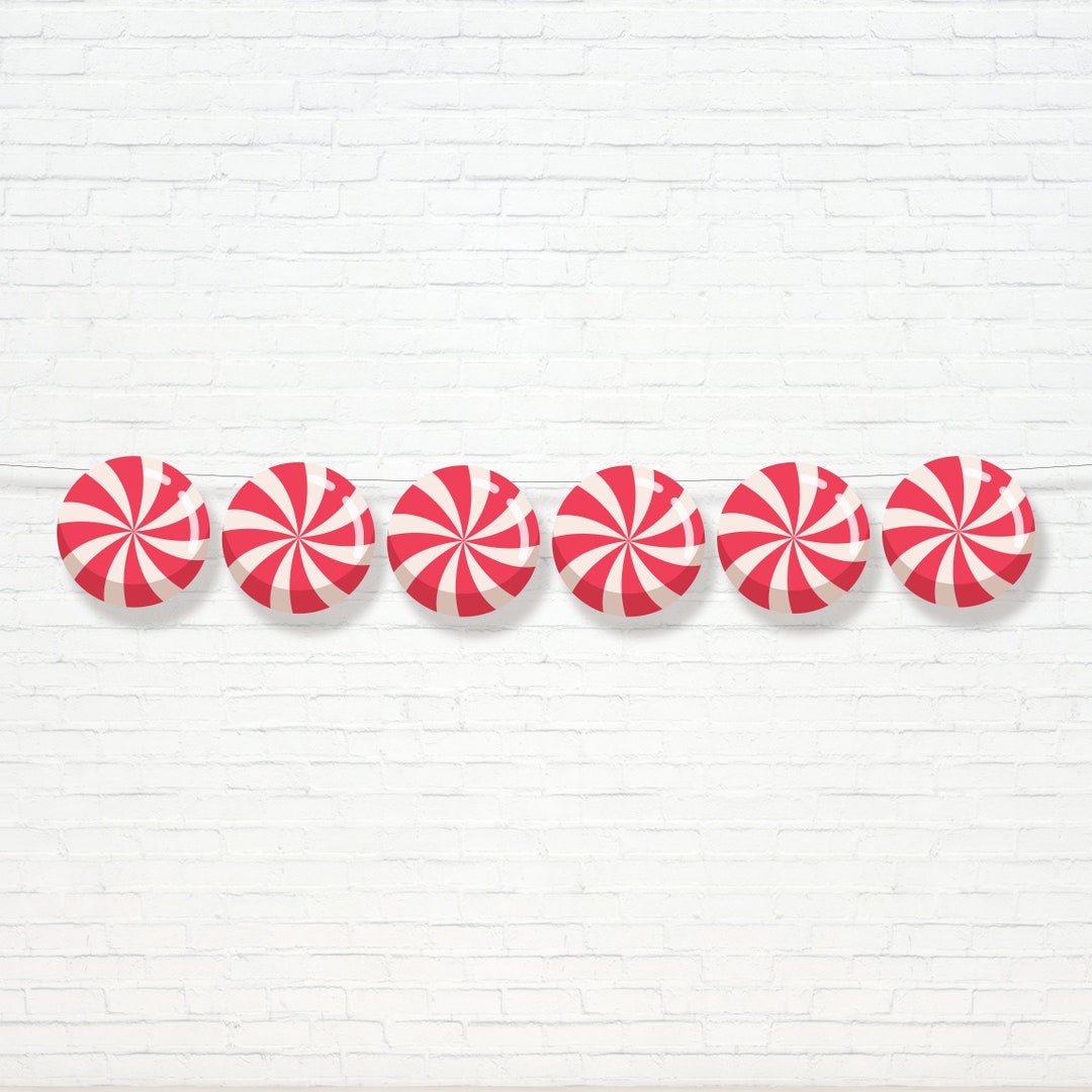 Christmas Candy Banner - Printable Peppermint Candy Swirl Party Garland ...