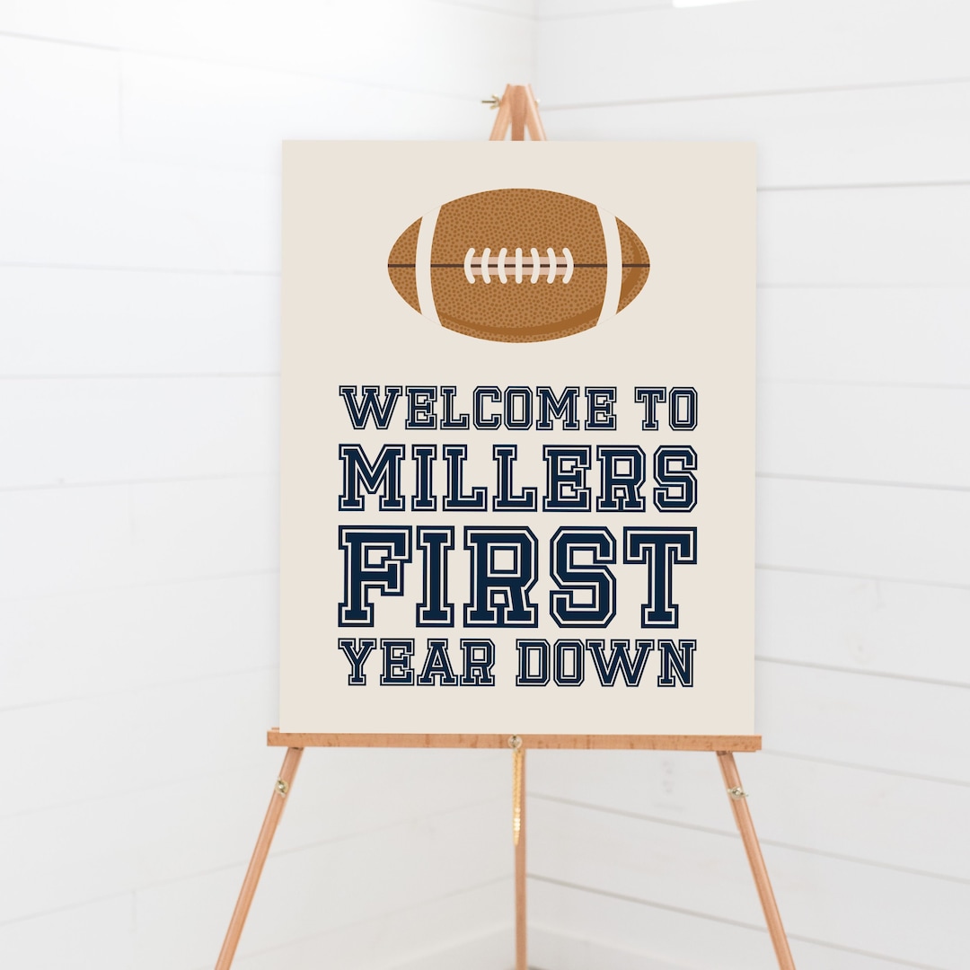 Football Welcome Sign Printable First Year Down 1st Birthday Party ...