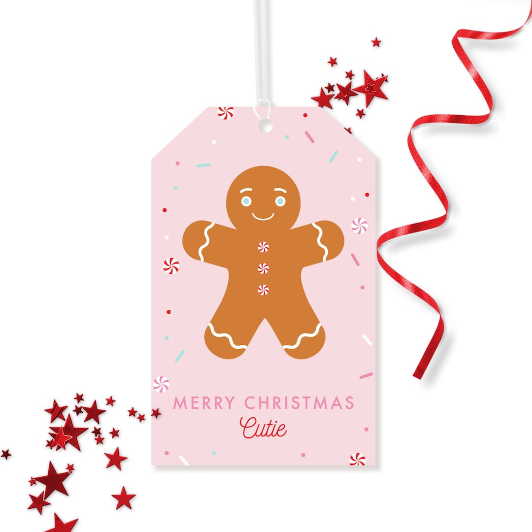 Gingerbread Man Gift Tags - Printable Pink Christmas Cutie Birthday ...