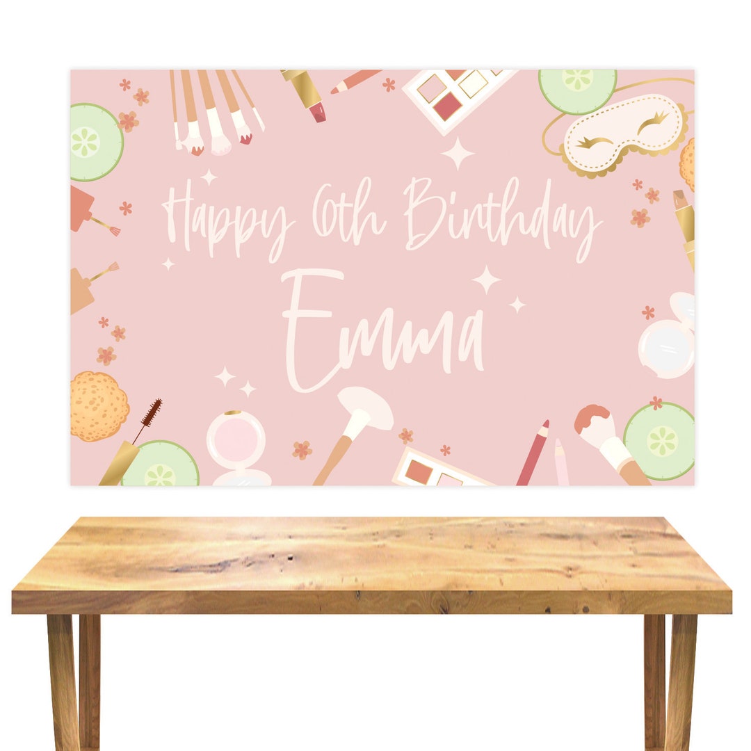 Spa Birthday Backdrop - Printable Spa & Makeup Theme Party Poster ...