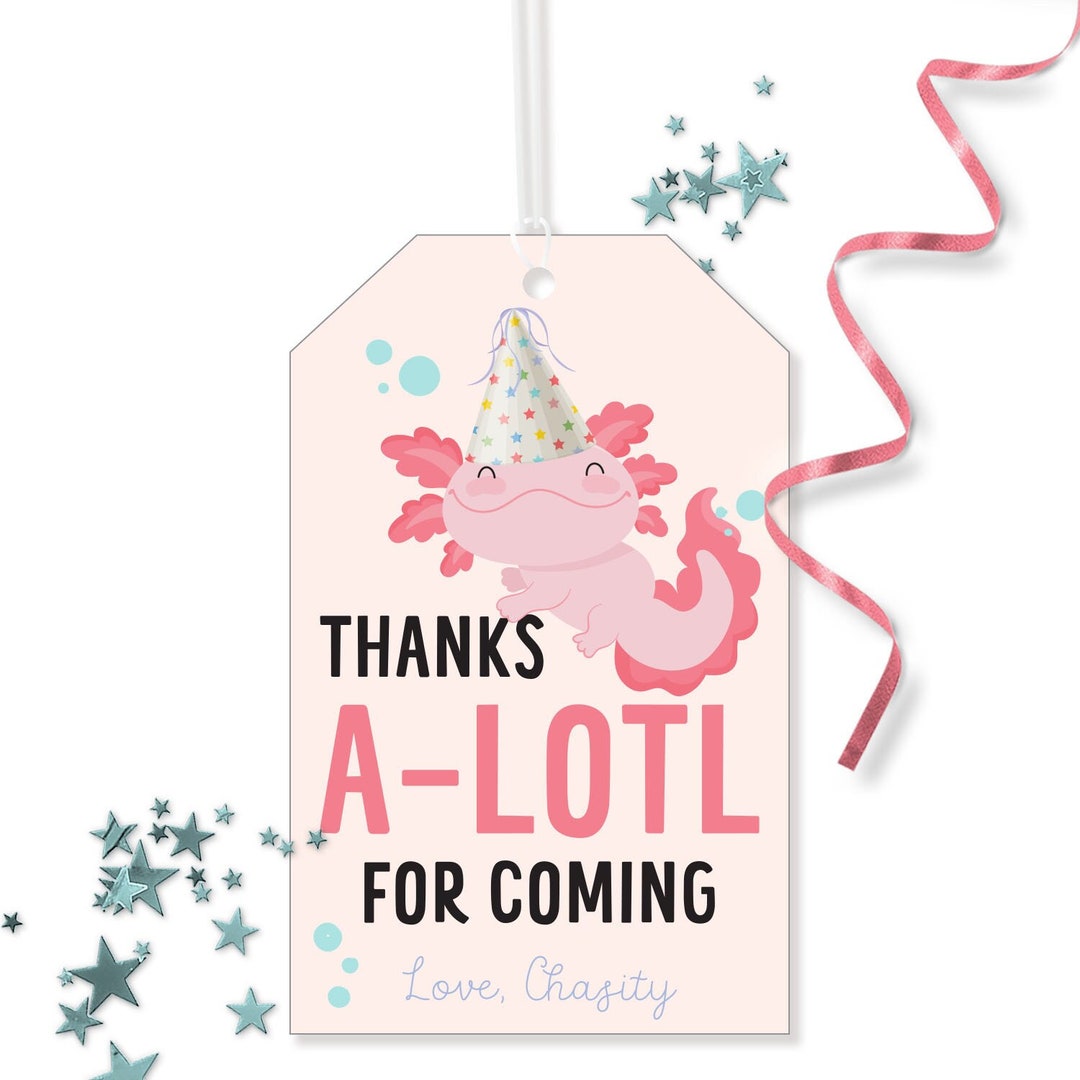 Axolotl Favor Tags - Printable Pink Salamander Birthday Party Favour ...