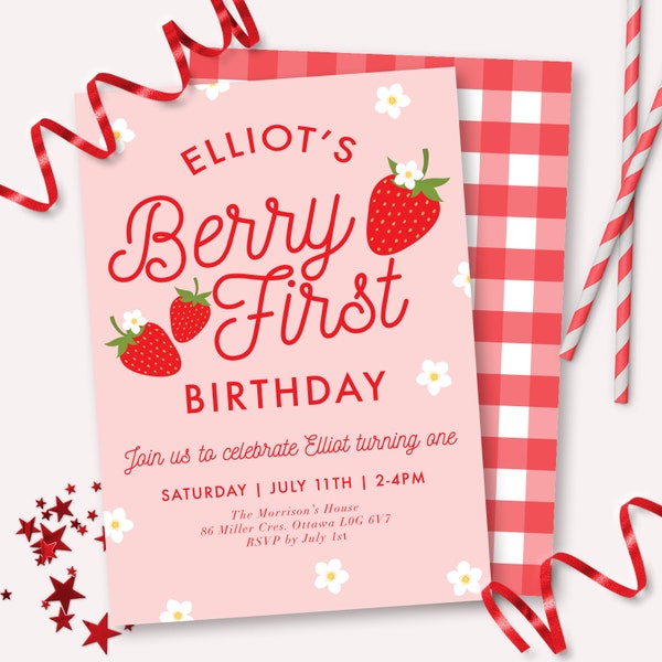 Berry First Birthday Invitation - Etsy