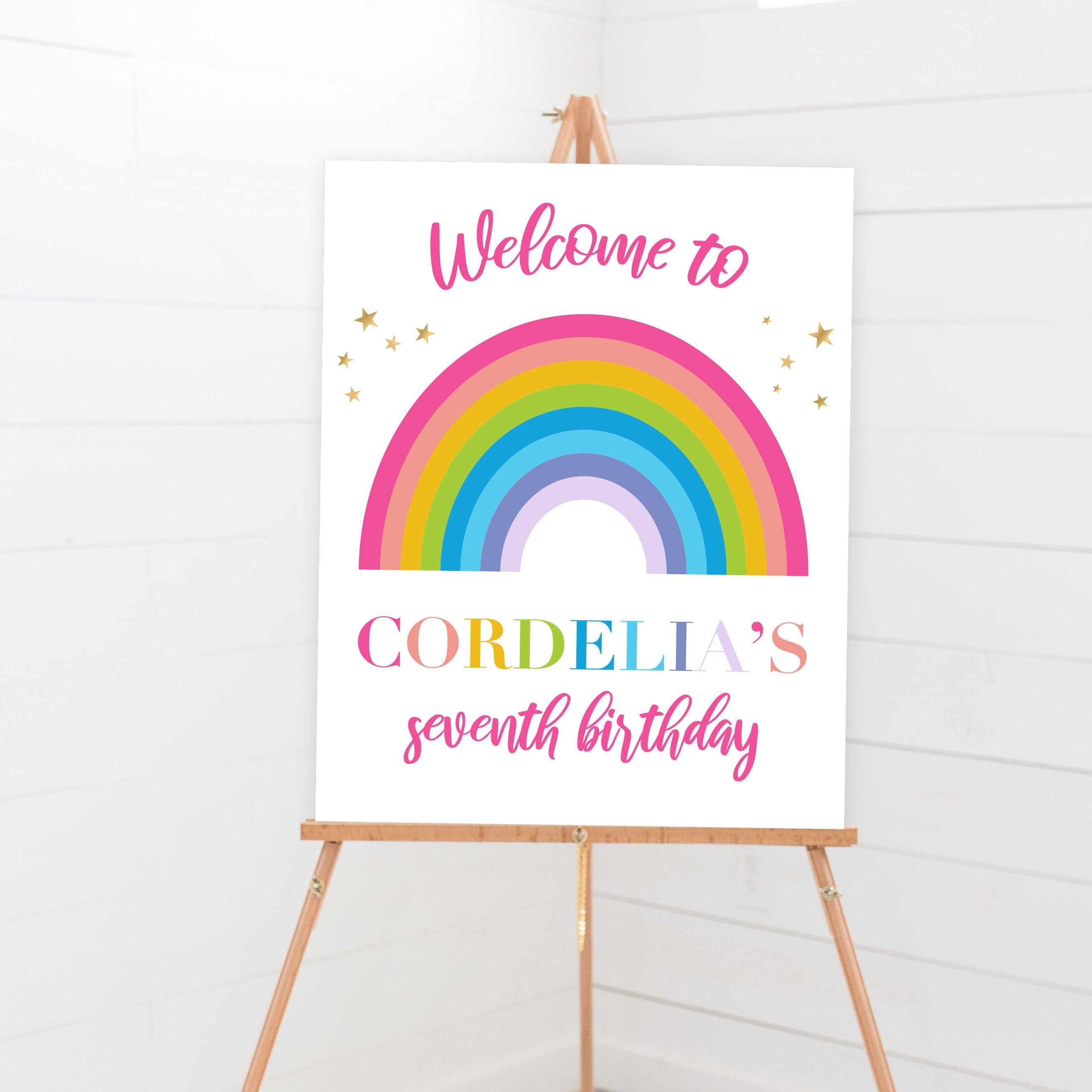 Rainbow Welcome Sign Printable Gold and Bright Rainbow 1st - Etsy