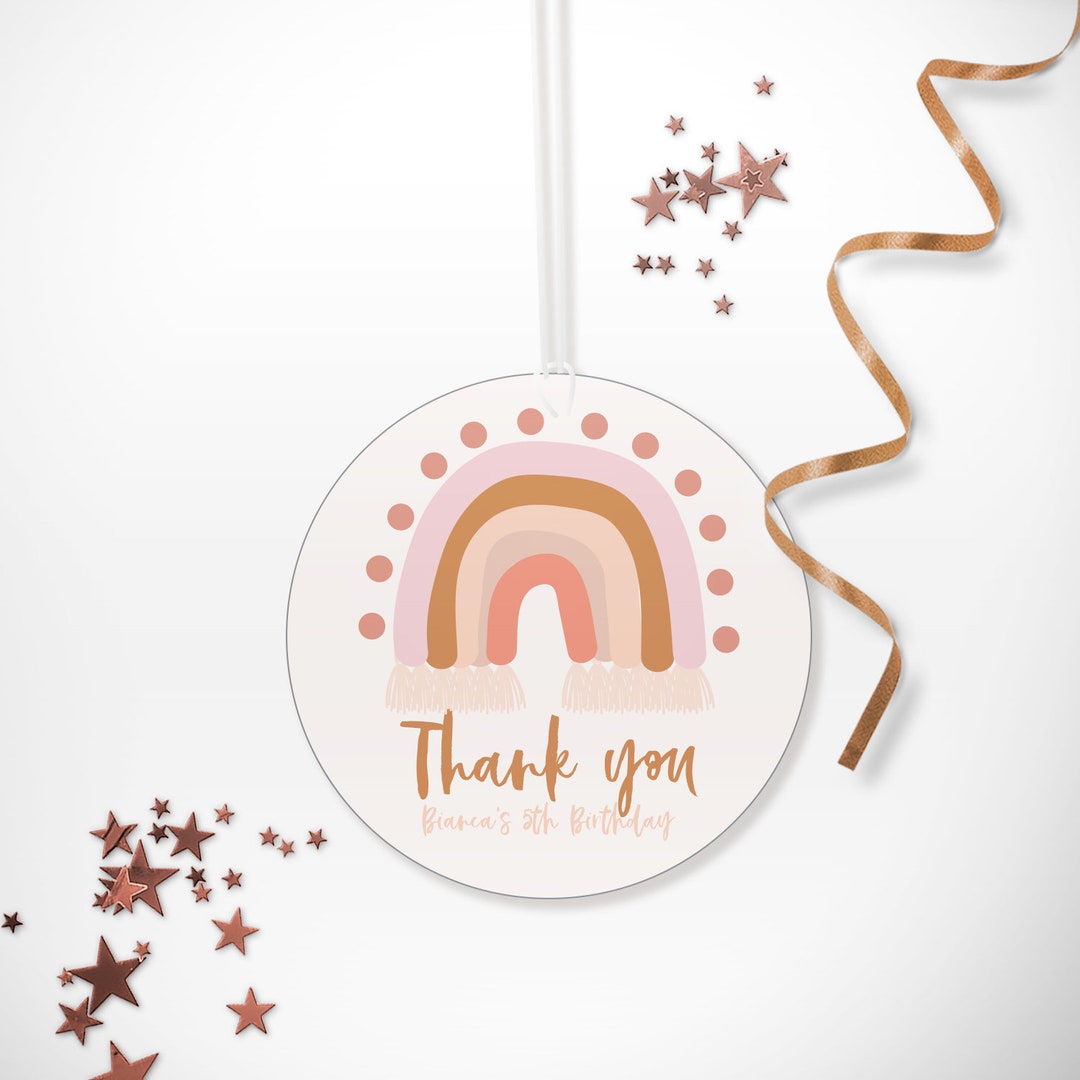 Boho Rainbow Birthday Party Favor Tags Printable Gift Tags Personalized ...