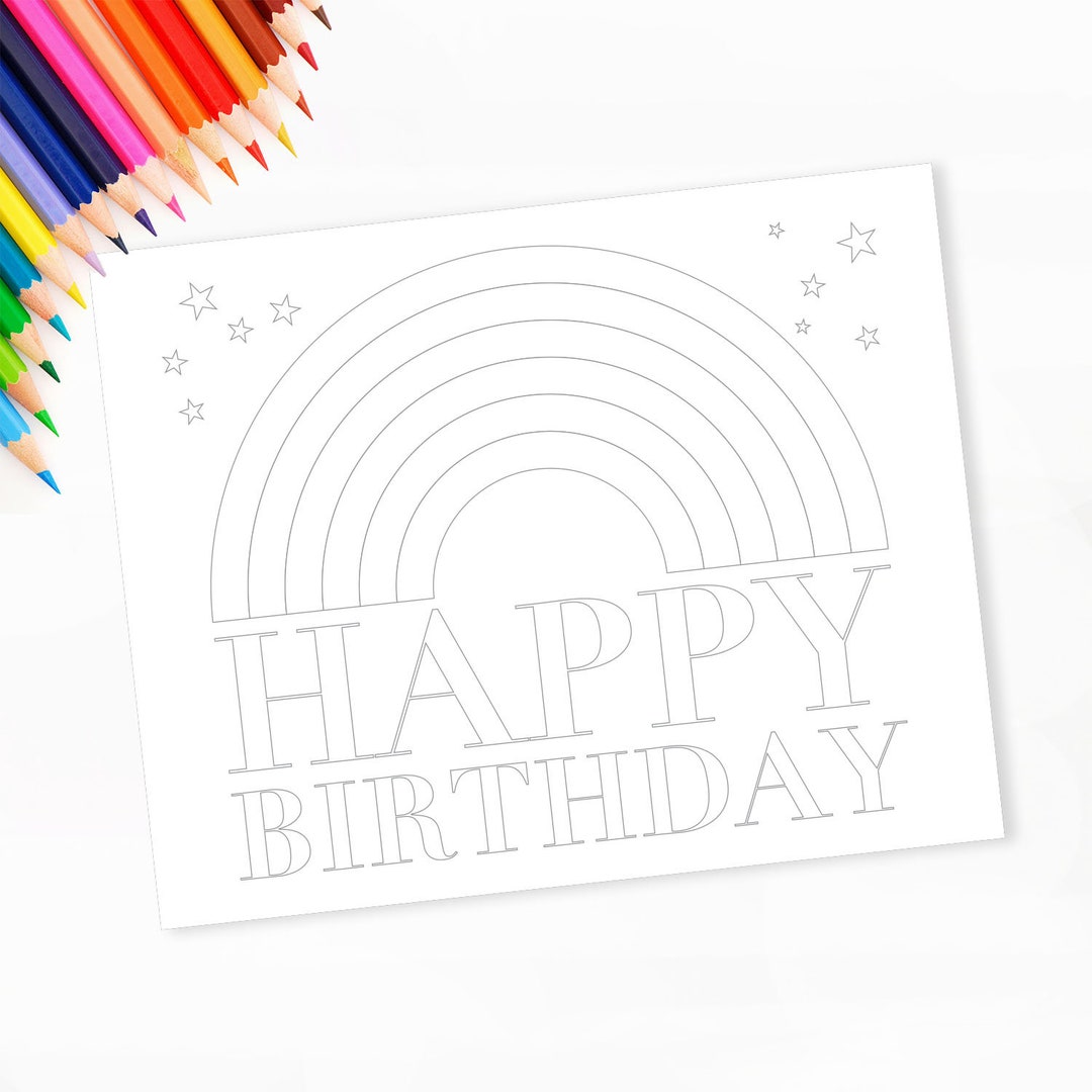 Rainbow Coloring Page Printable Happy Birthday Rainbow Party Coloring ...