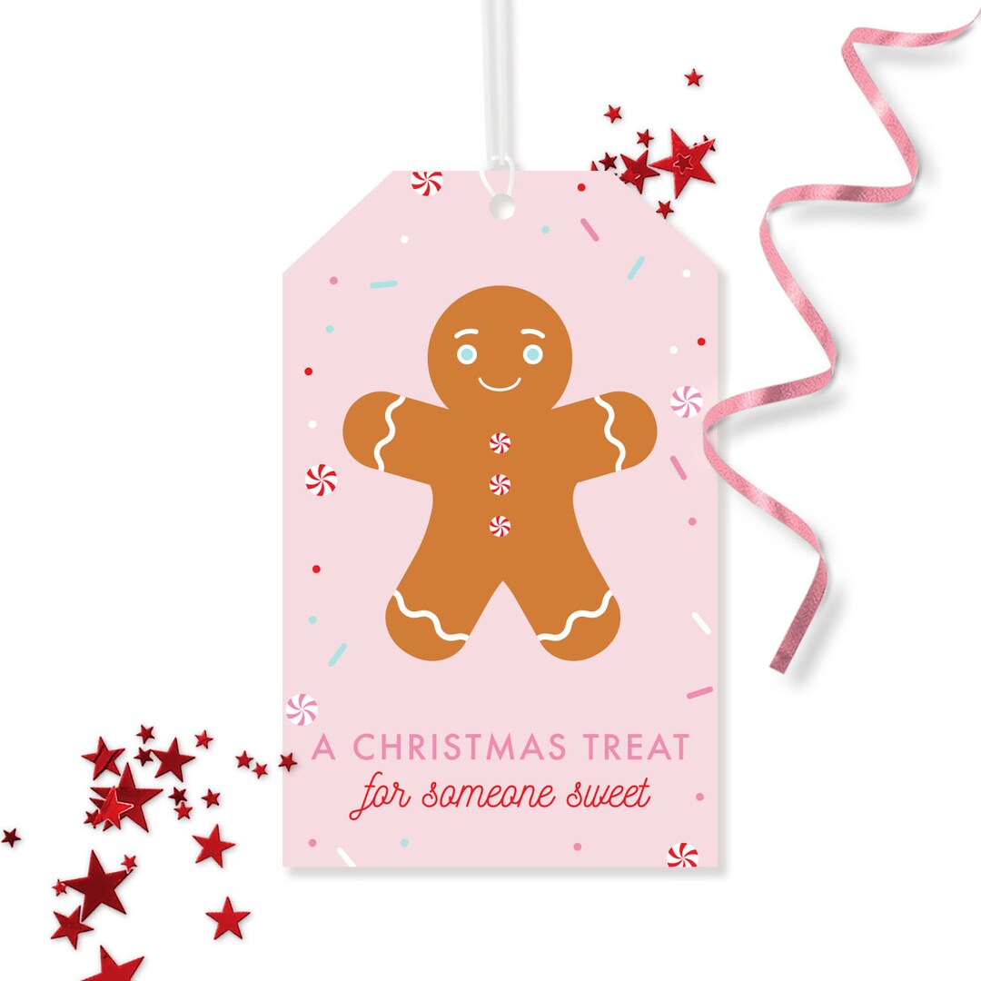 Gingerbread Man Gift Tags - Printable Pink Christmas Birthday Party ...