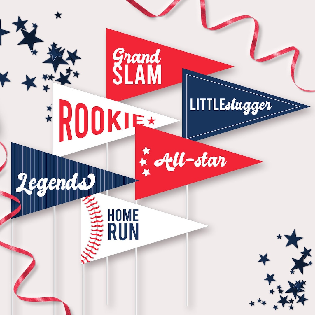 Baseball Birthday Pennant Flags - Printable Classic Baseball Party ...