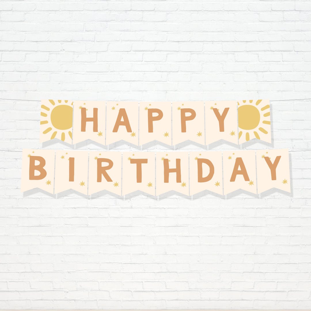 Sun Happy Birthday Banner - Printable First Trip Around the Sun Bunting ...