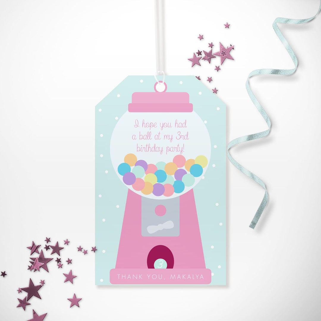 Gumball Favor Tags - Printable Bubble Gum Ball Machine Birthday Party ...